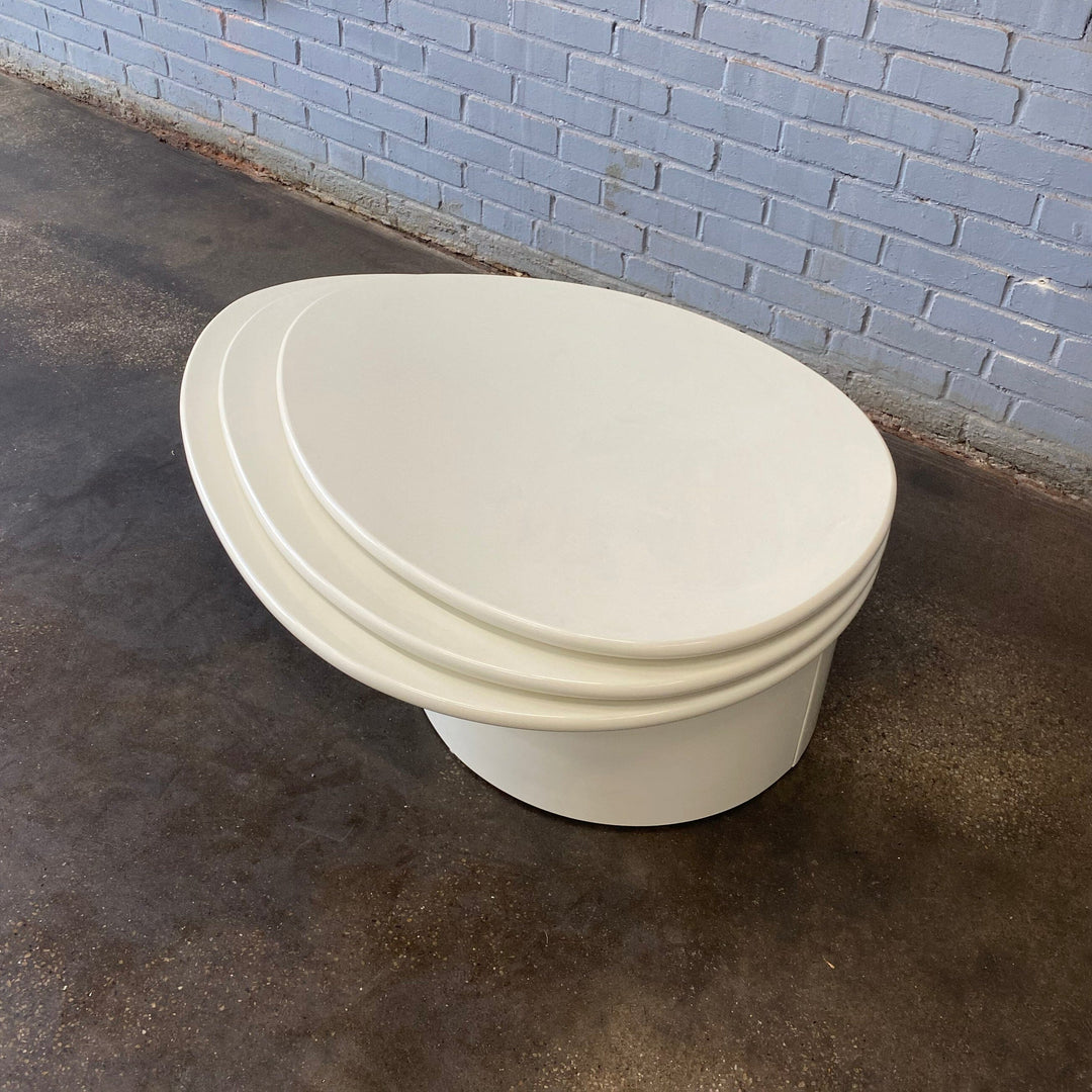 White Lacquer Pedal Coffee Table by Roger Rougier – MidMod Decor