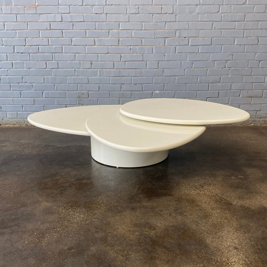 White Lacquer Pedal Coffee Table by Roger Rougier – MidMod Decor