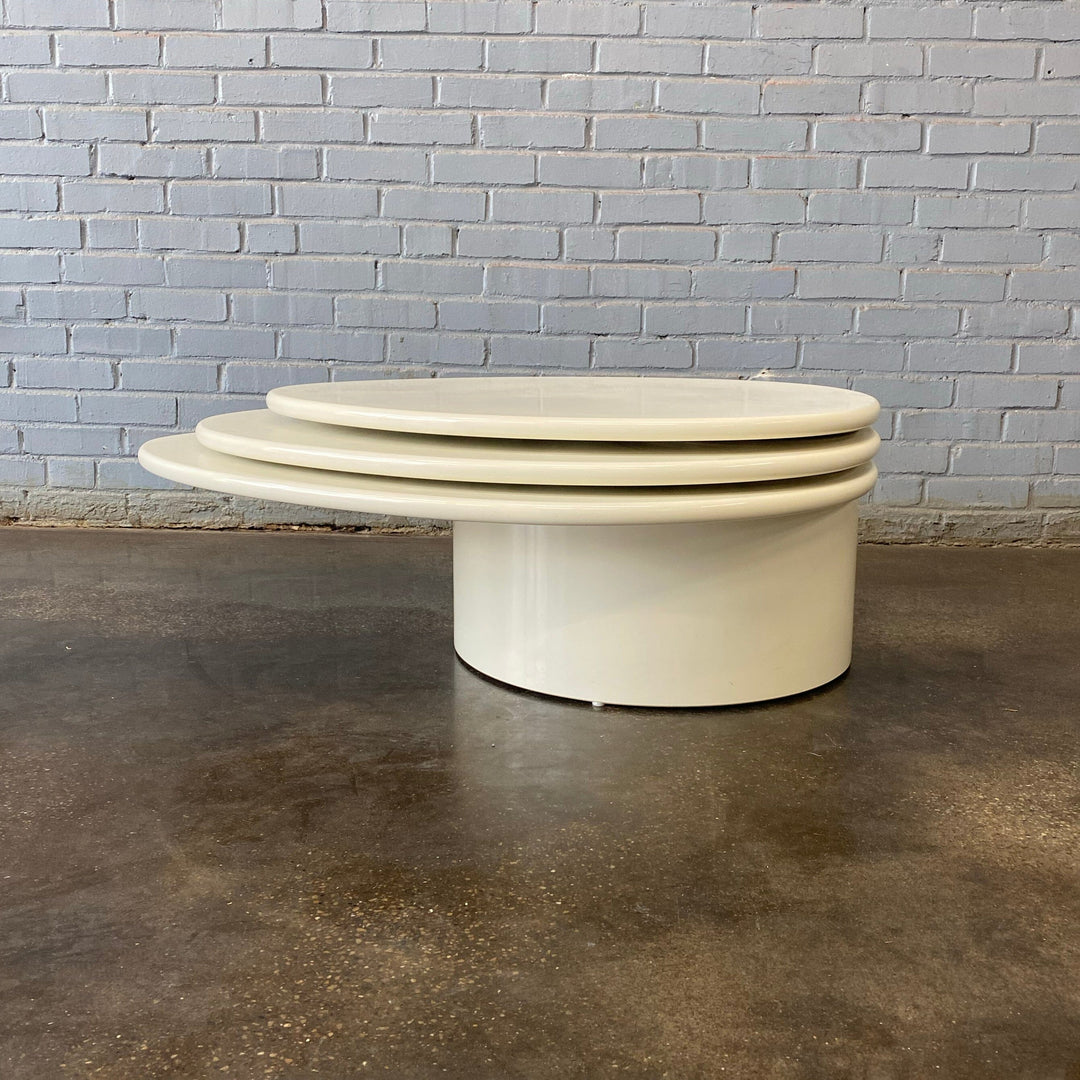 White Lacquer Pedal Coffee Table by Roger Rougier – MidMod Decor