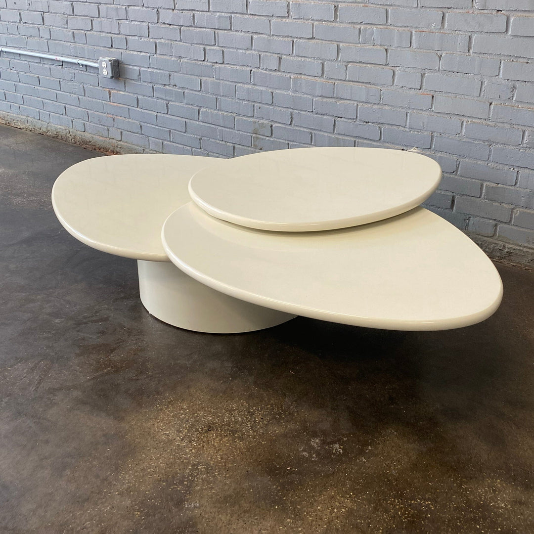 White Lacquer Pedal Coffee Table by Roger Rougier – MidMod Decor